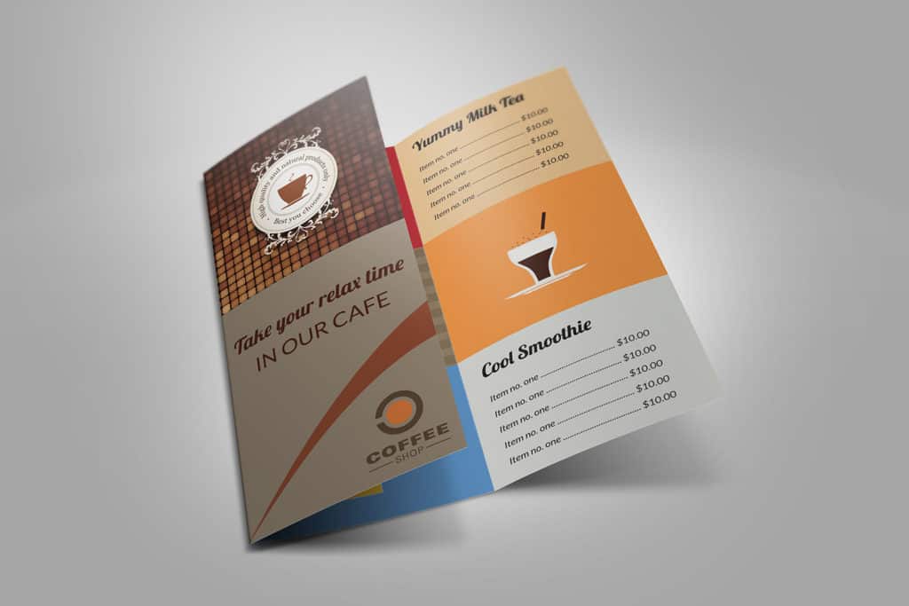 Cafe and Coffee Shop Menu Tri-Fold | Worth to Buy