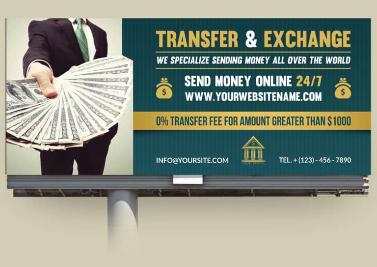 Transfer and Exchange Money Billboard Template | Worth to Buy