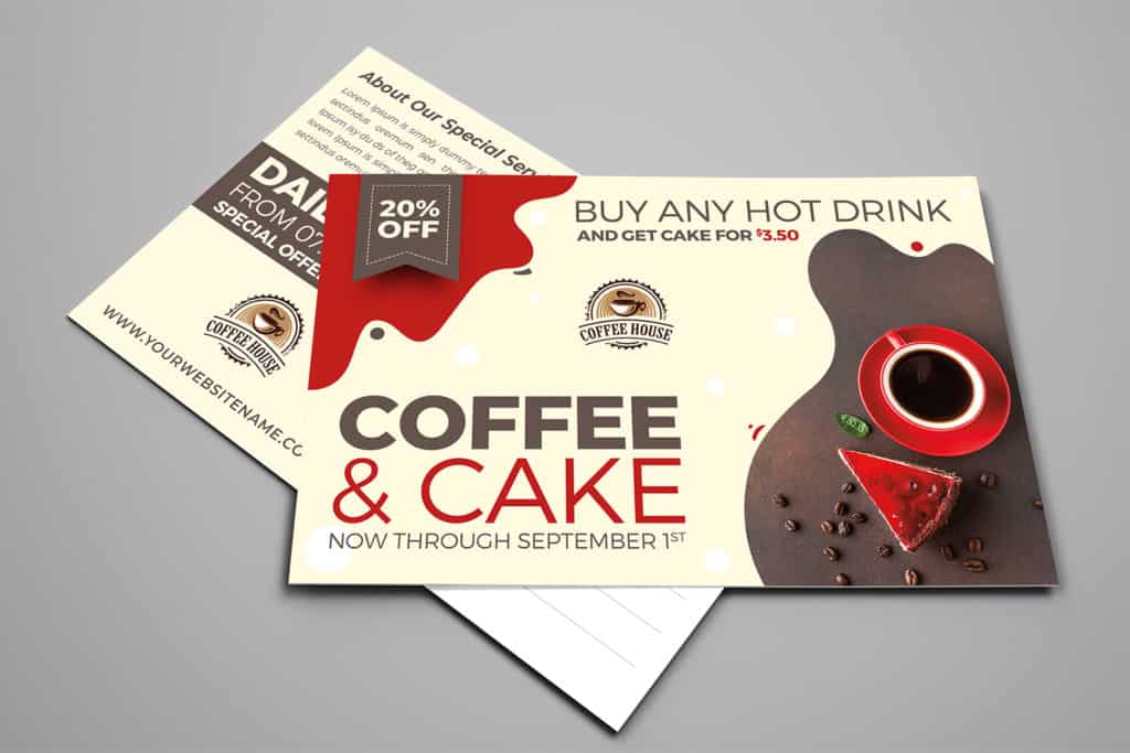 Coffee and Cake Postcard Template | Worth to Buy