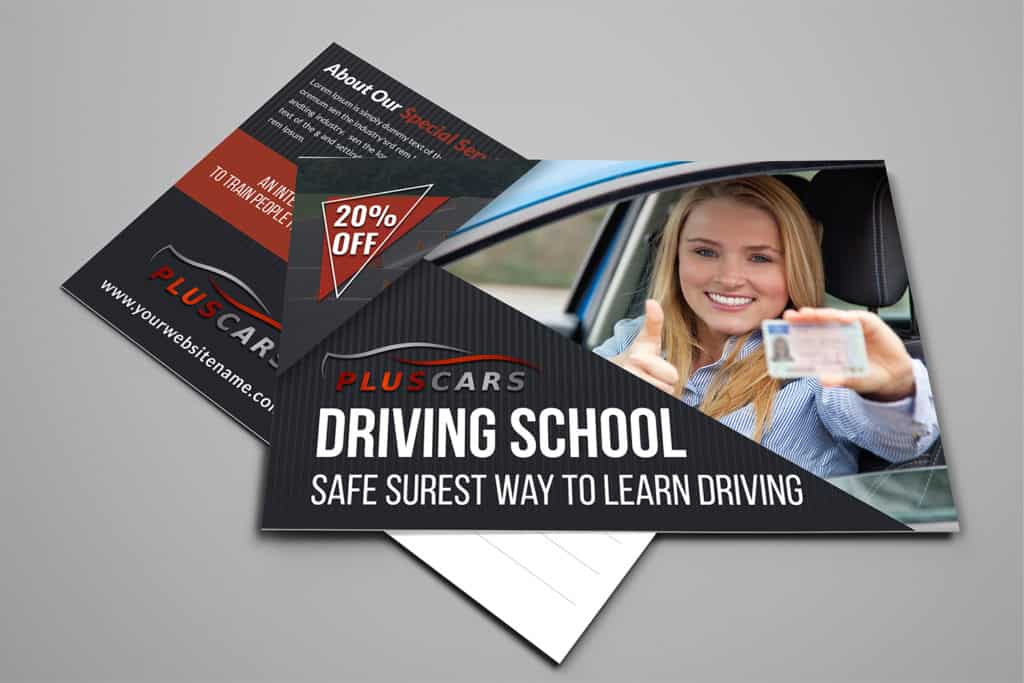 Driving School Postcard Template | Worth to Buy