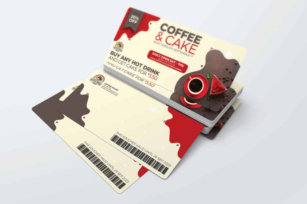 Coffee and Cake Voucher Gift Card Template | Worth to Buy