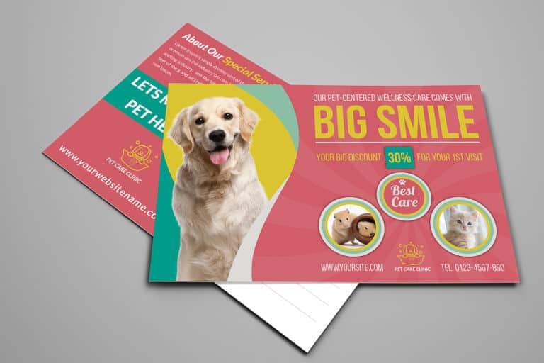 Pet Care Center Postcard Template | Worth to Buy