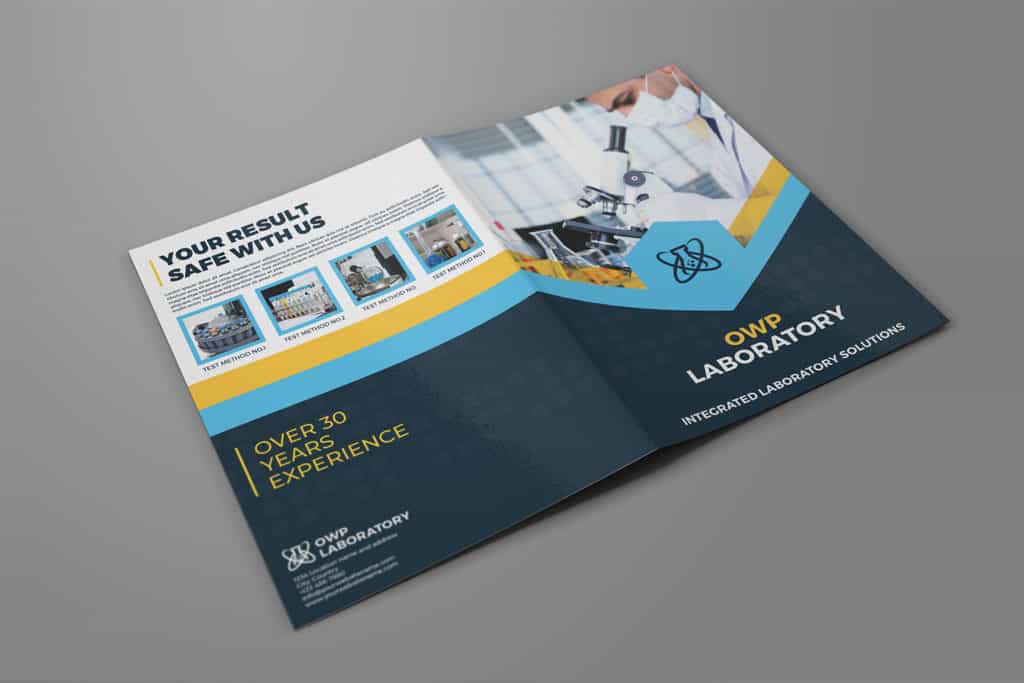 Medical Laboratory Bi-Fold Brochure Template | Worth to Buy