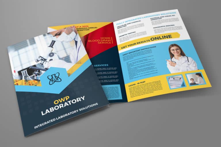 Medical Laboratory Bi-Fold Brochure Template | Worth to Buy