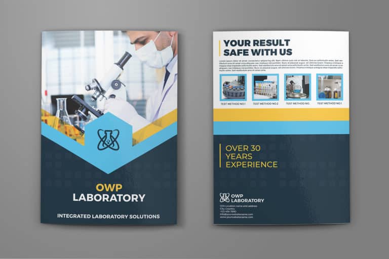 Medical Laboratory Bi-Fold Brochure Template | Worth to Buy